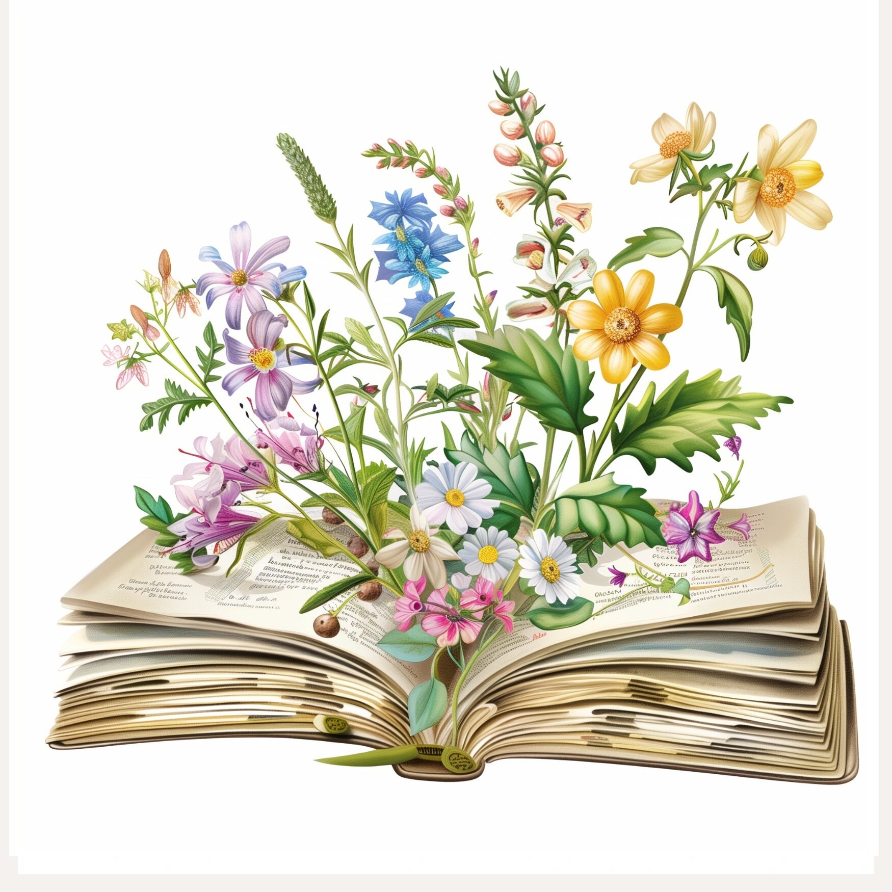 11 Opened Book Clipart, Flower Bouquets, Watercolor Book Illustration ...