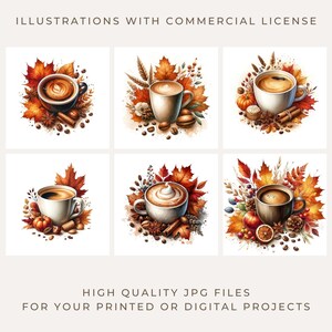 Autumn Coffee Clipart Bundle, Watercolor Fall Leaves, Coffee Mug ...