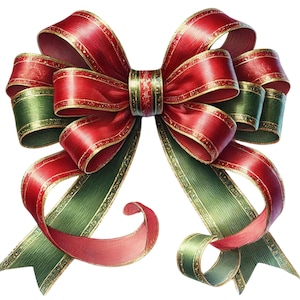 Christmas Coquette Bow Clipart Set, Digital Download for Scrapbooking ...