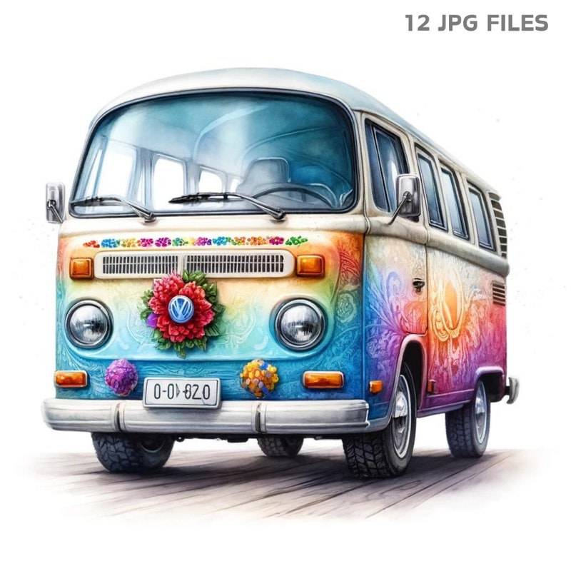 Hippie Van Clipart - Etsy