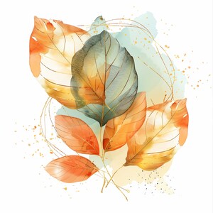 Digital Watercolor Autumn Leaves Clipart for Fall Wedding, Instant ...