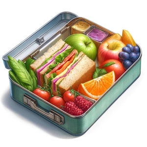 Lunch Box Clipart Set, Watercolor Illustrations for Creative Projects ...