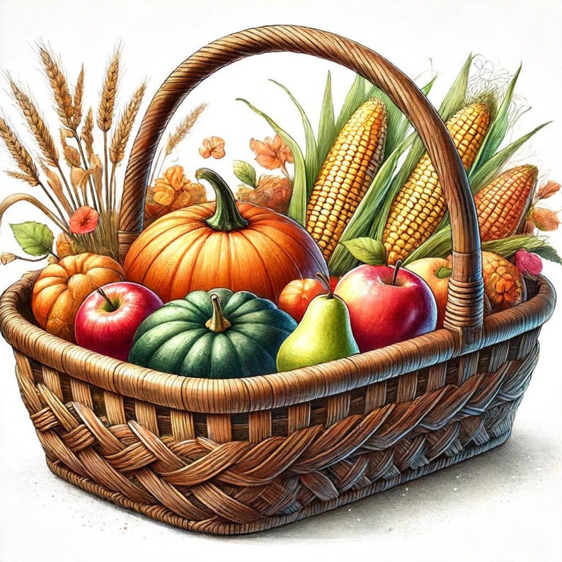 Autumn Harvest Watercolor Clipart Bundle, Digital Crafting, Vintage ...