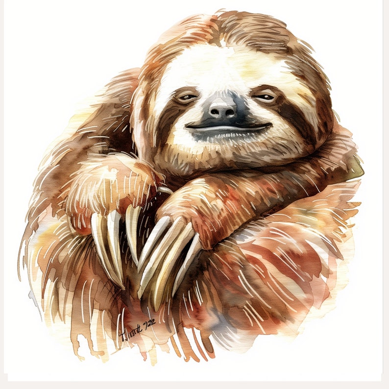 12 Adorable Sloths Clipart Bundle Cute Animal Clipart for DIY Projects ...