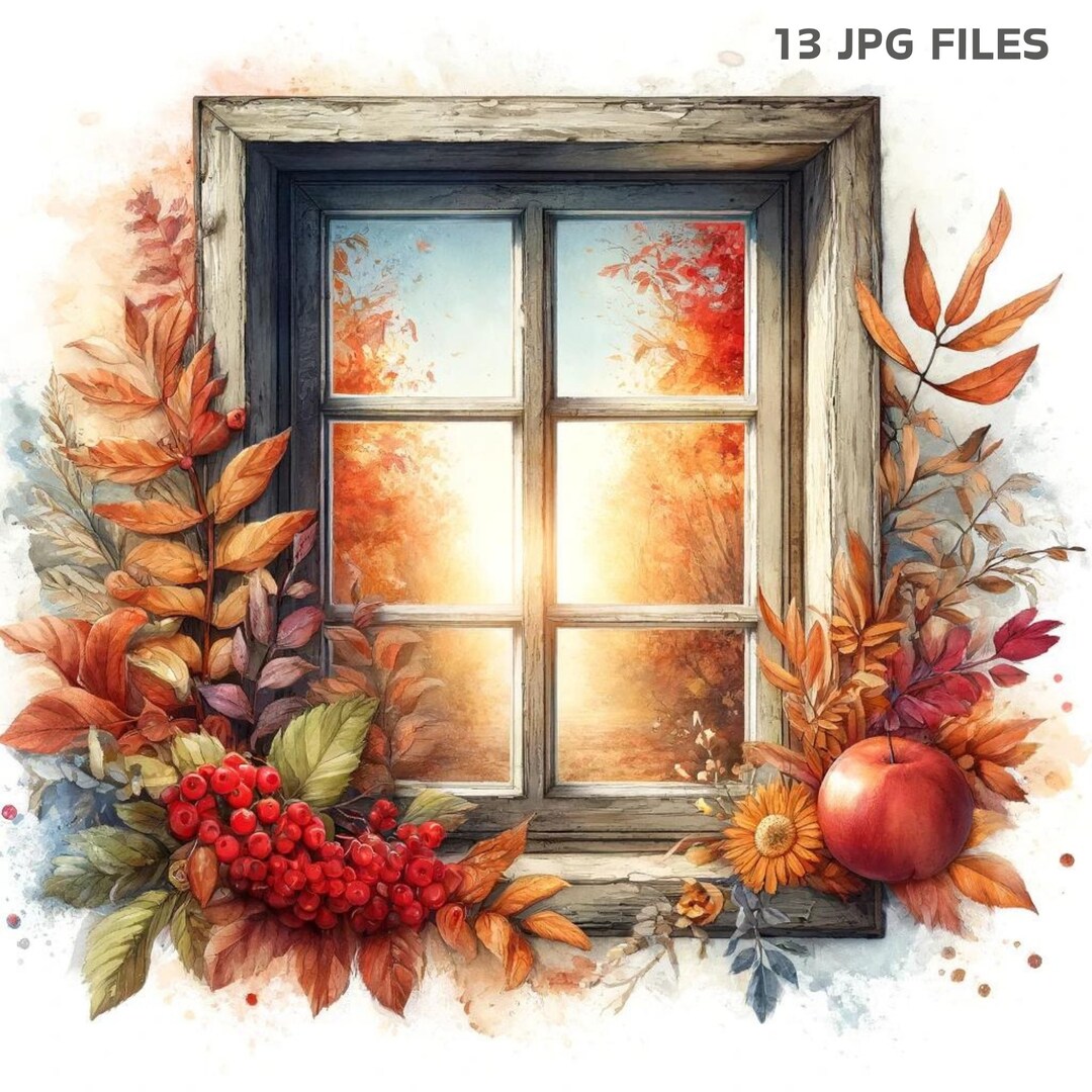 Autumn Window Clipart Bundle for Creative Projects and Shabby Decor ...