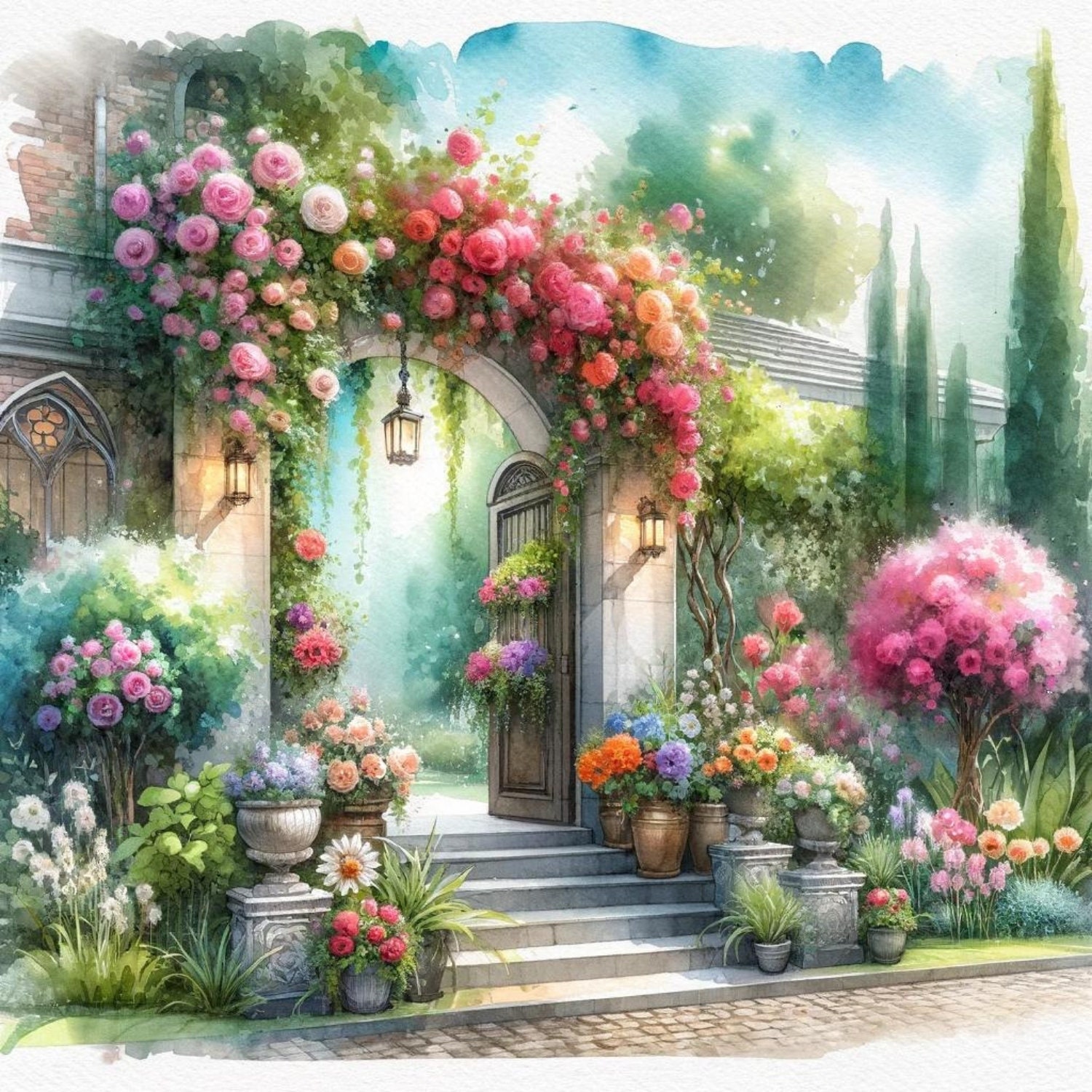 12 Floral Garden Clipart, Digital Crafting, Printable Design JPG Files ...