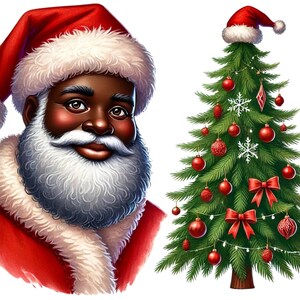 Black Santa Claus Clipart Bundle, African American Christmas Graphics ...