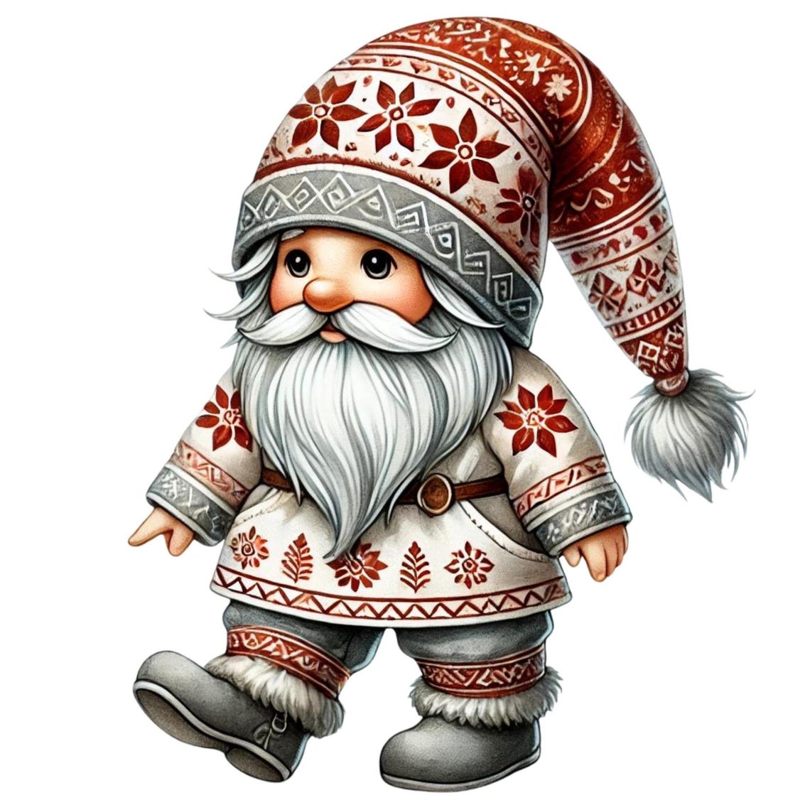 Nordic Tomte Gnome Clipart, Watercolor Images, Junk Journal, Christmas ...