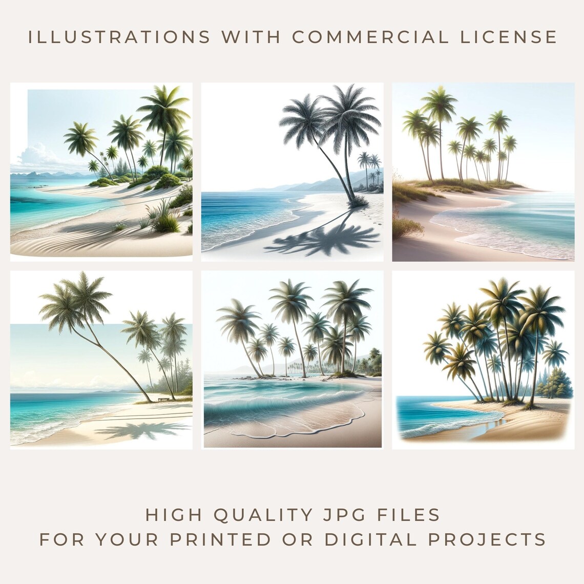 Ocean Clipart Set With Palm Tree Design, Tropical Island Background ...