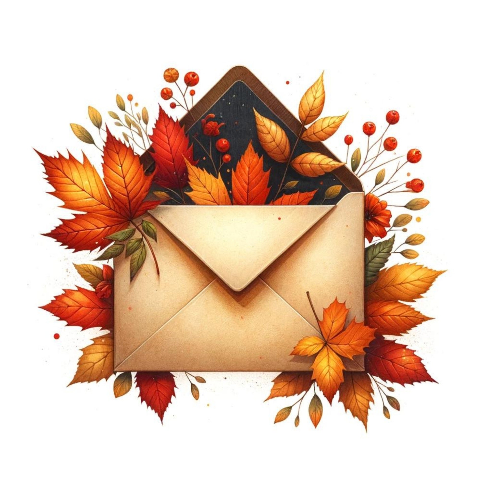 Autumn Leaves Envelope, Cozy Fall Decor, Junk Journal, Fall Floral ...