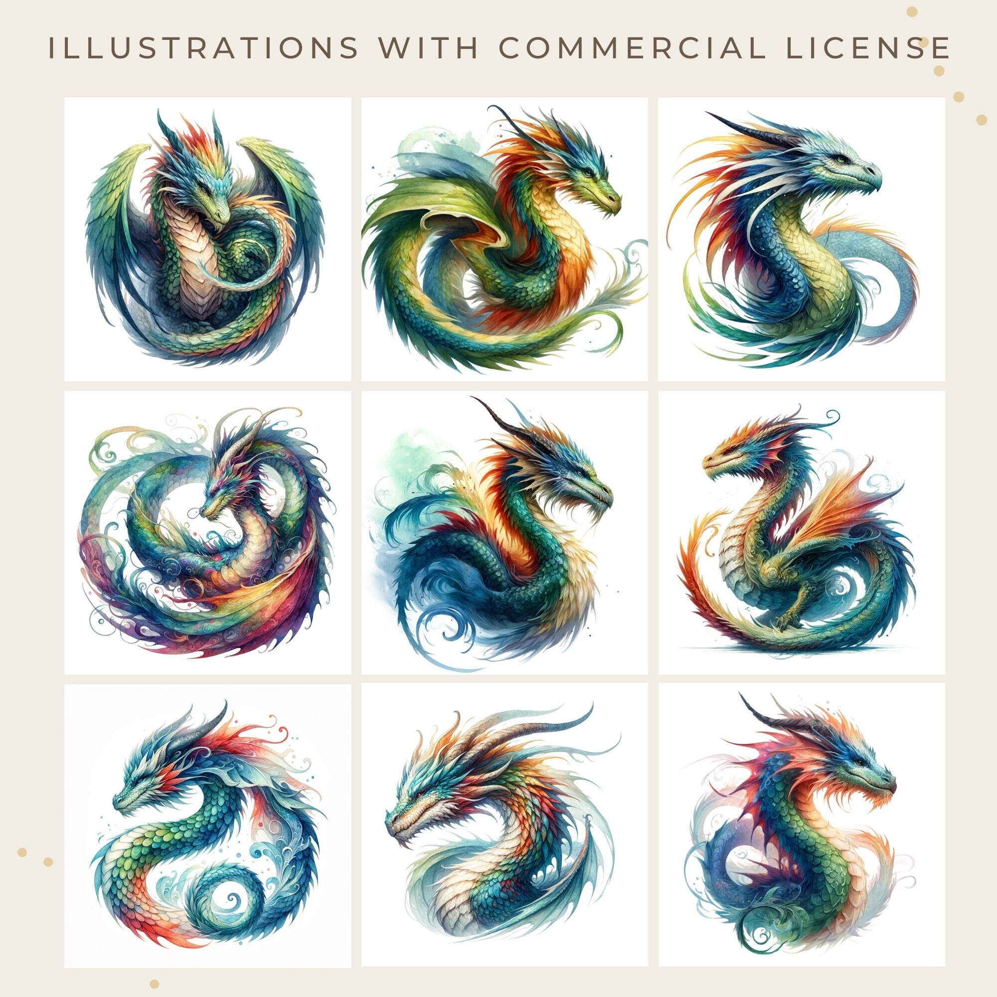 Digital Dragon Clipart for Paper Crafts Instant Download, Commercial ...