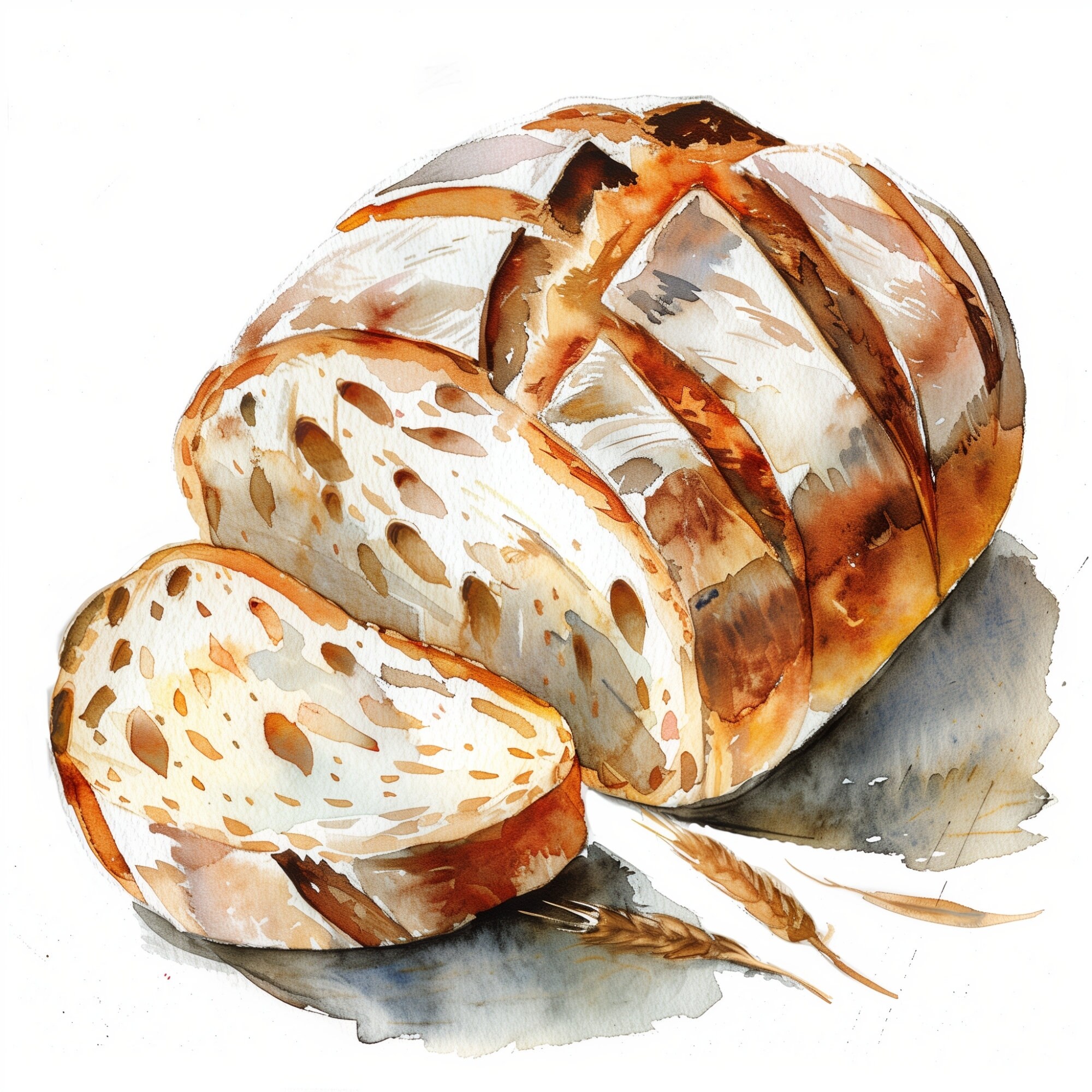 Bread Baker Clip Art Collection With Watercolor Sourdough, Ideal for ...