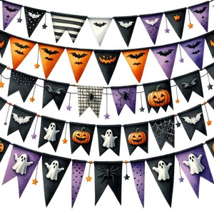 Halloween Bunting Clipart Set,halloween Watercolor Bundle for DIY ...