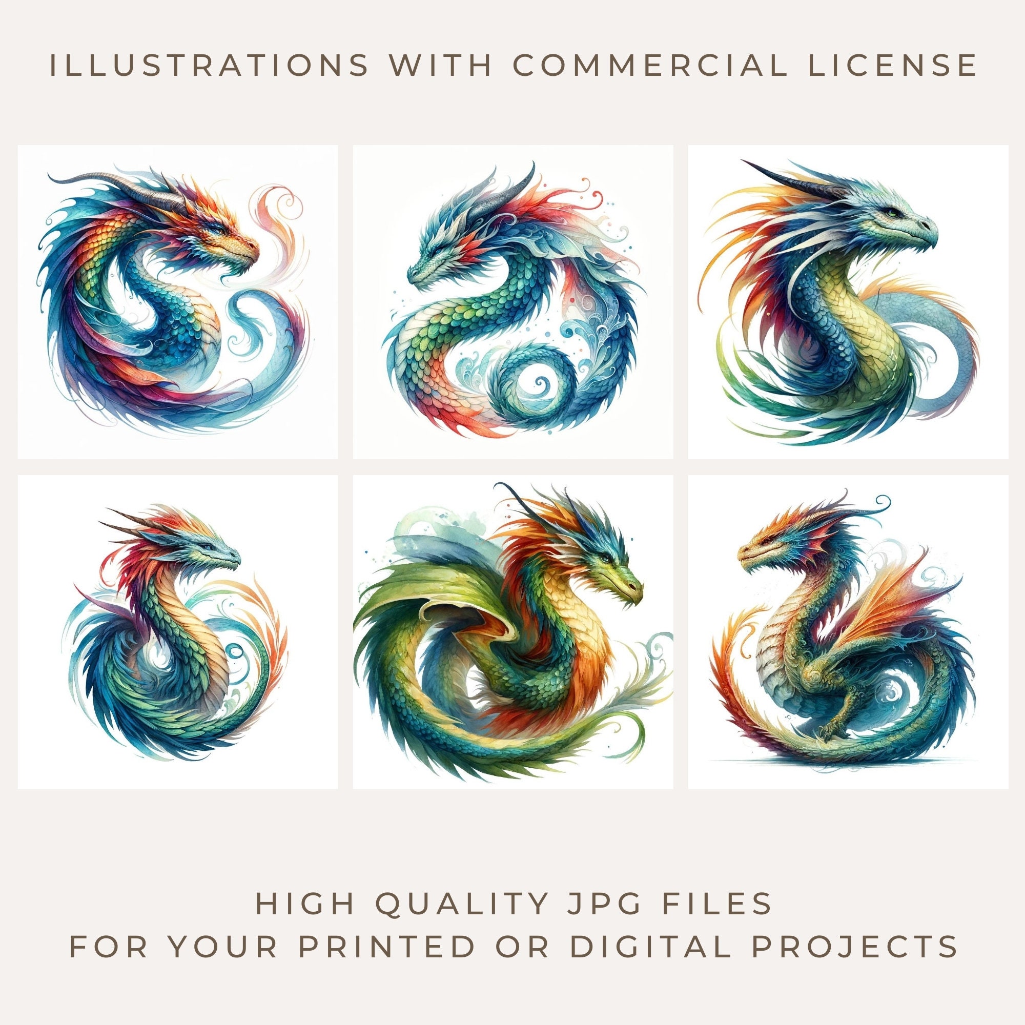 Digital Dragon Clipart for Paper Crafts Instant Download, Commercial ...