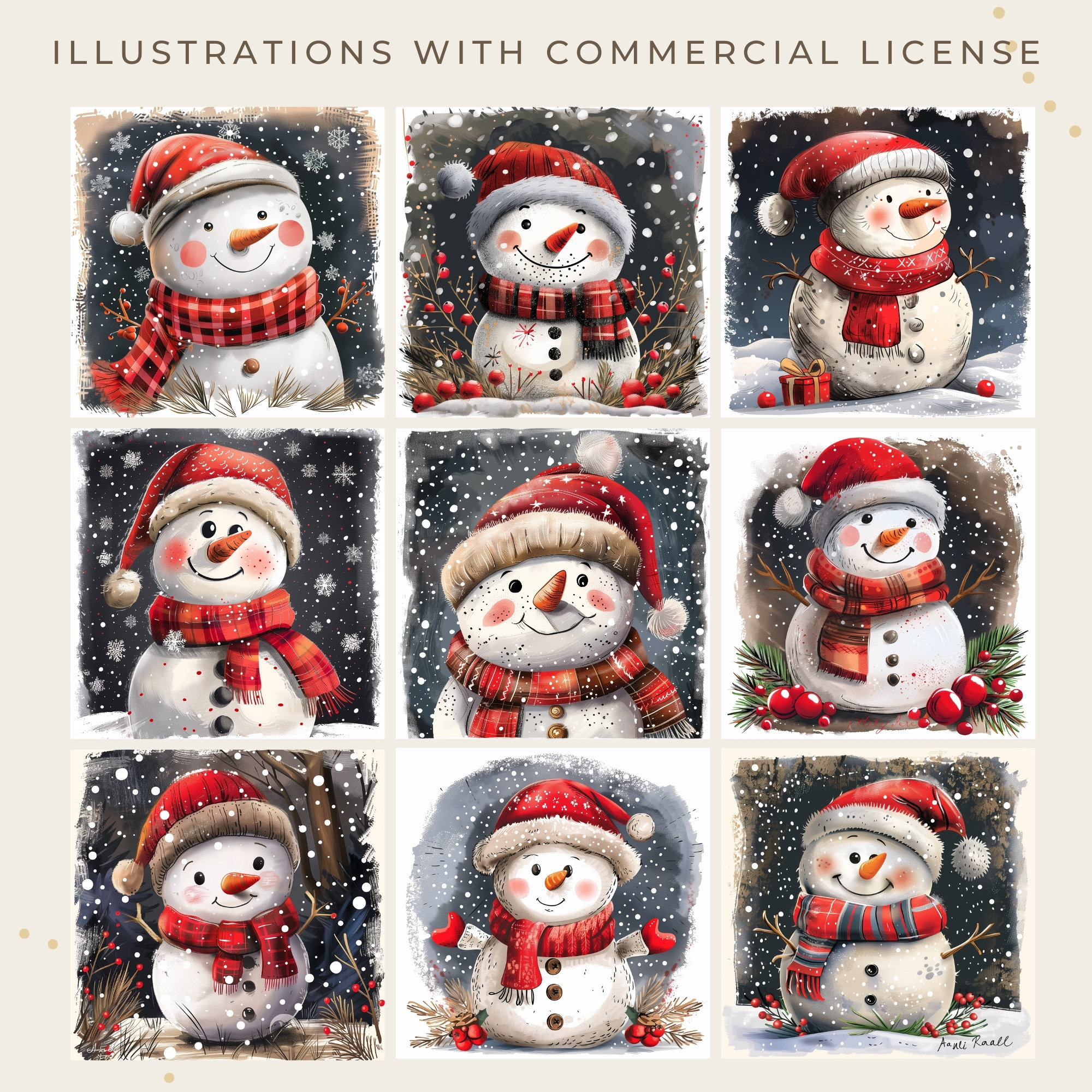 Vintage Christmas Bundle: Watercolor Clipart & Scrapbook Images ...