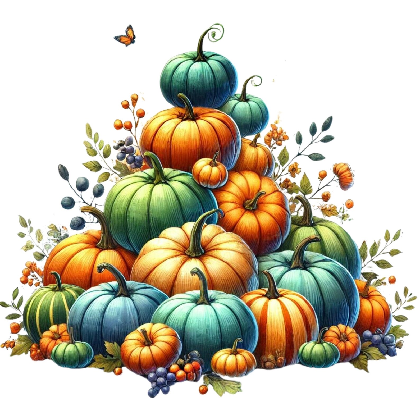 Colorful Pumpkin Stack Clipart for Fall Sublimation, Digital Download ...