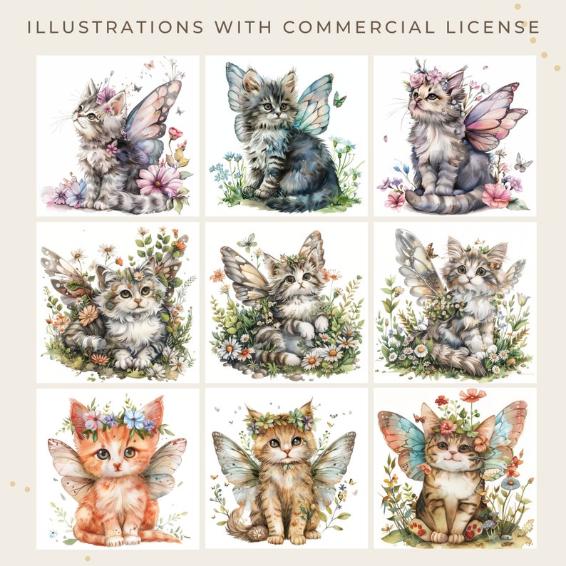 Fairy Cat Clipart for Mystical Junk Journals, Instant Download ...