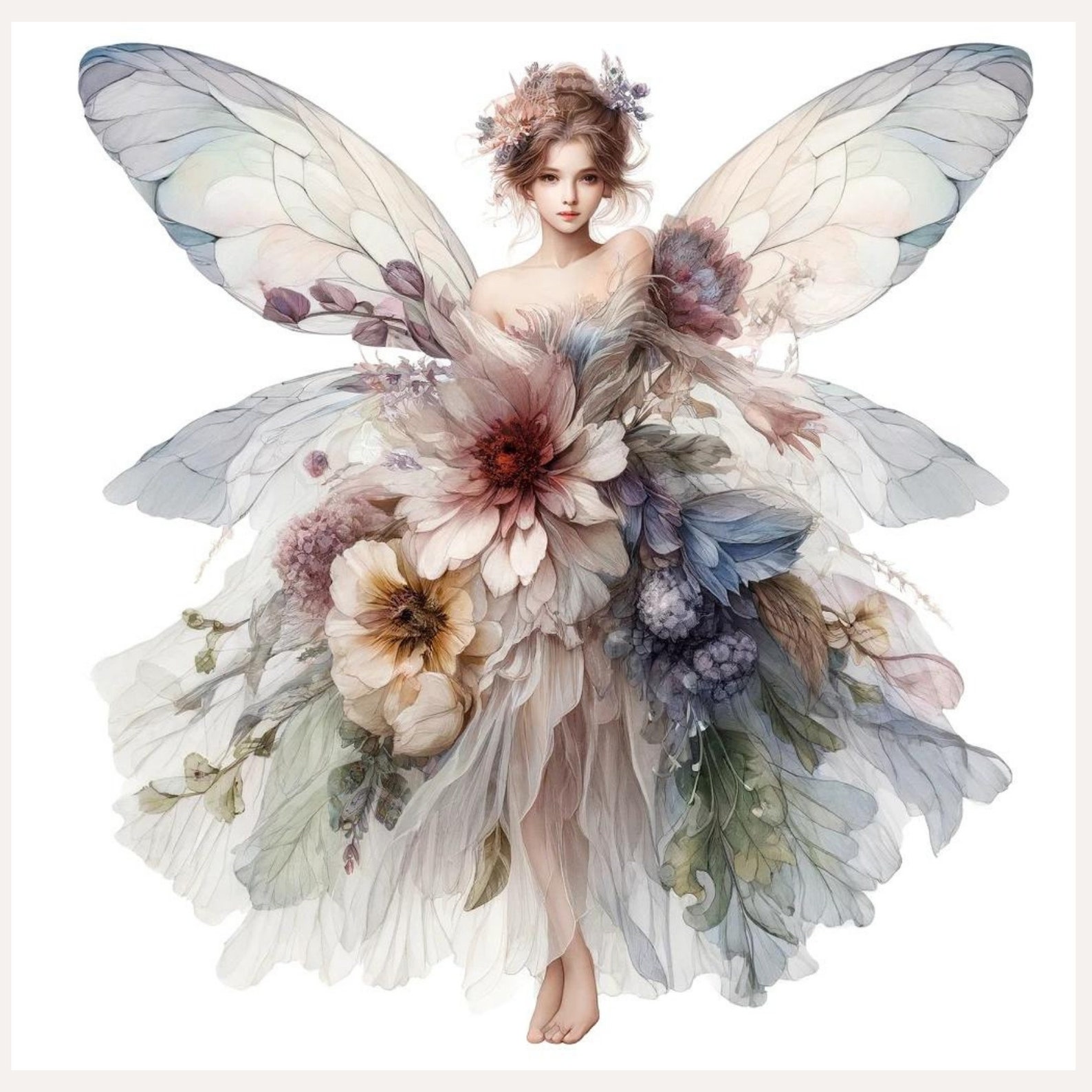 Vintage Flower Fairy Clipart for Collage Images and Junk Journals ...