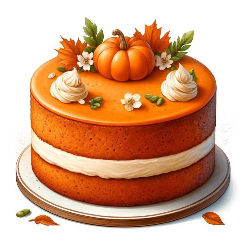 Cute Pumpkin Cake Clipart Set: Digital Download for Crafting ...
