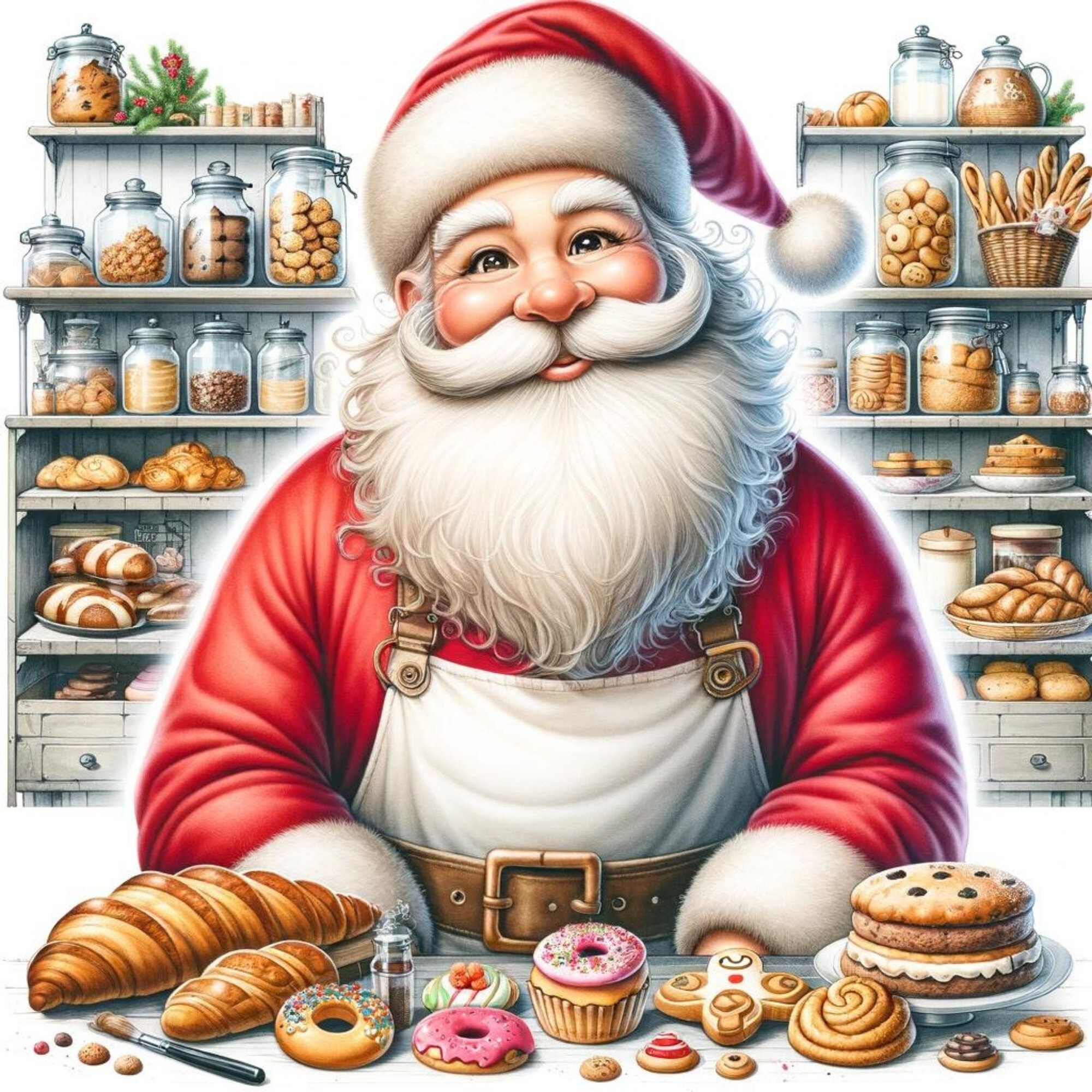 Santa Bakery Clipart & Retro Santa JPG, Junk Journal Commercial Use ...