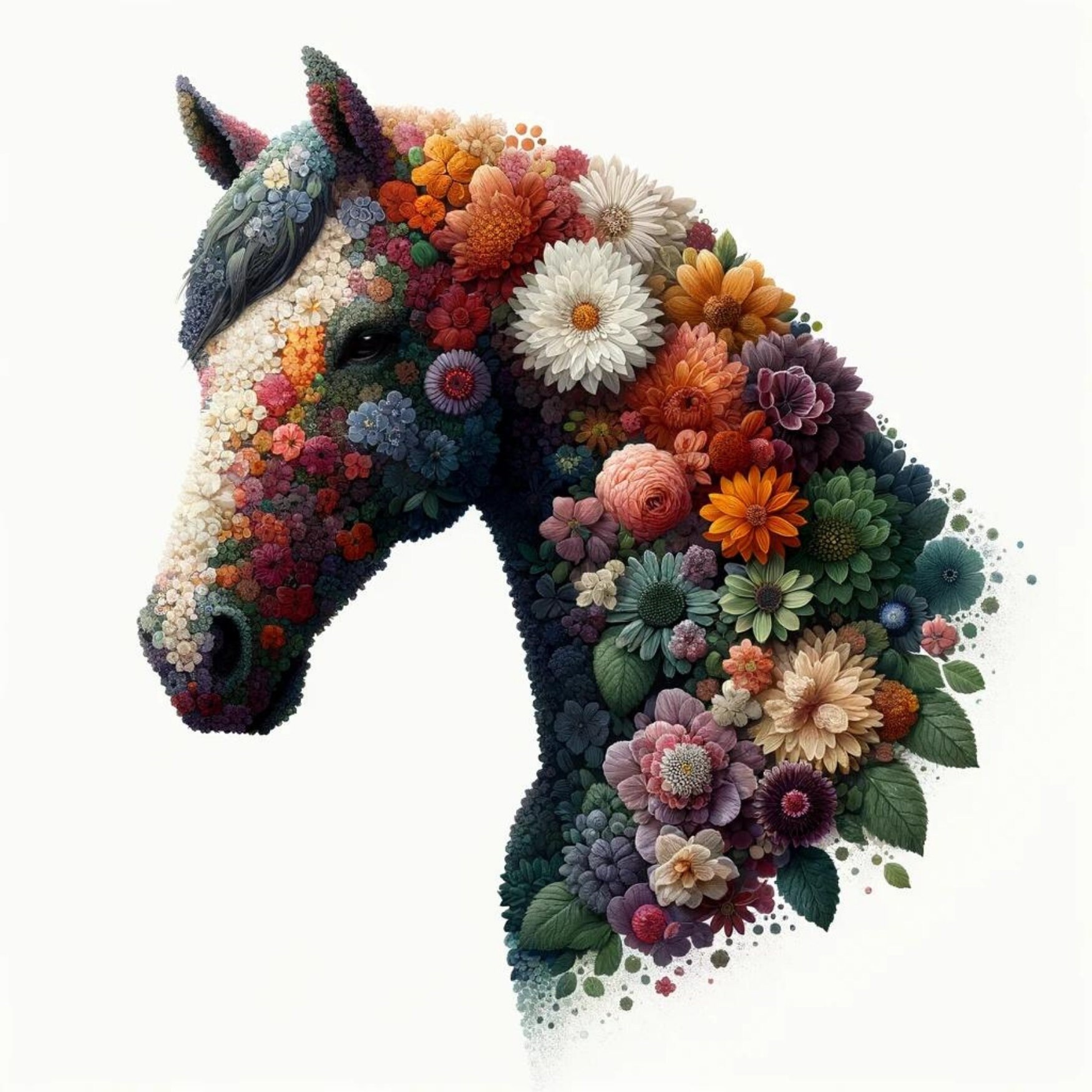 12 Floral Horse Art Printable Instant Download, Watercolor Flowers ...
