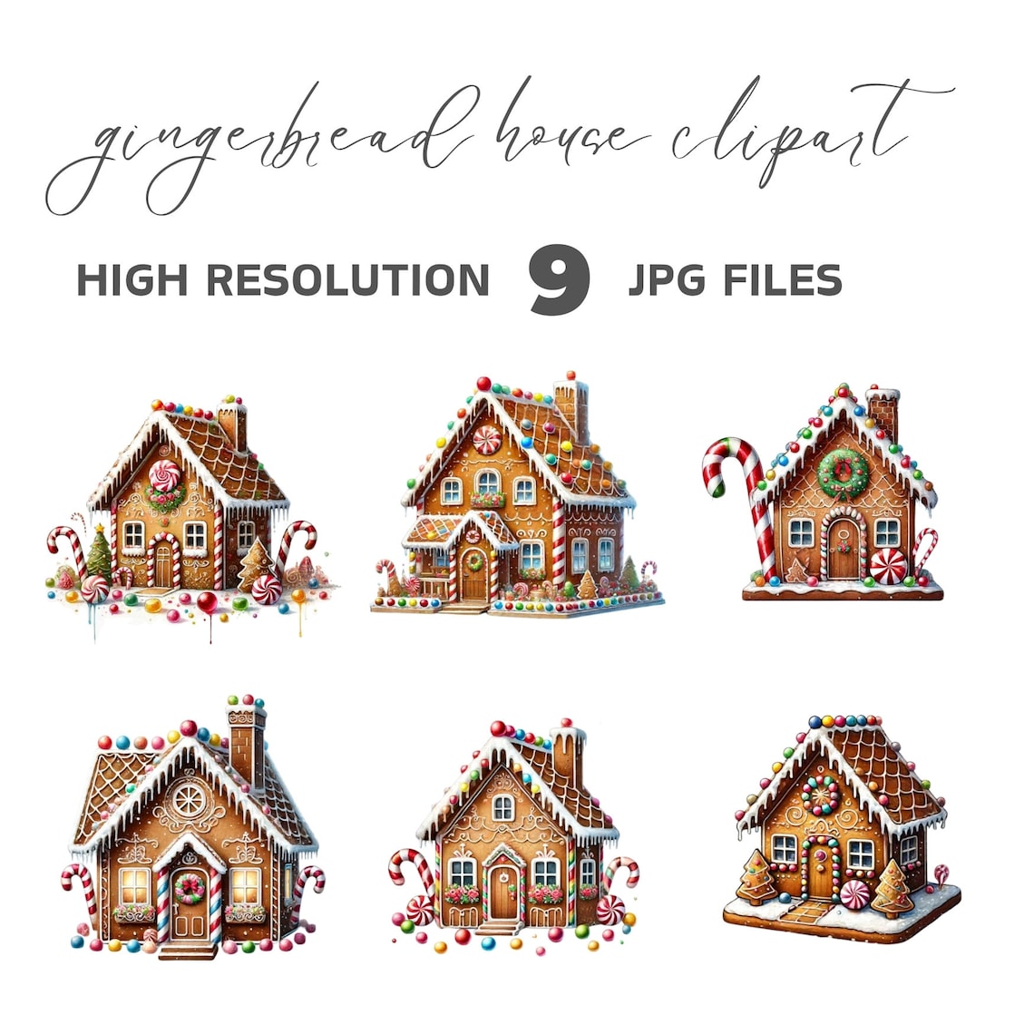 Gingerbread House Clipart Set, Christmas Graphics for Digital Crafting ...