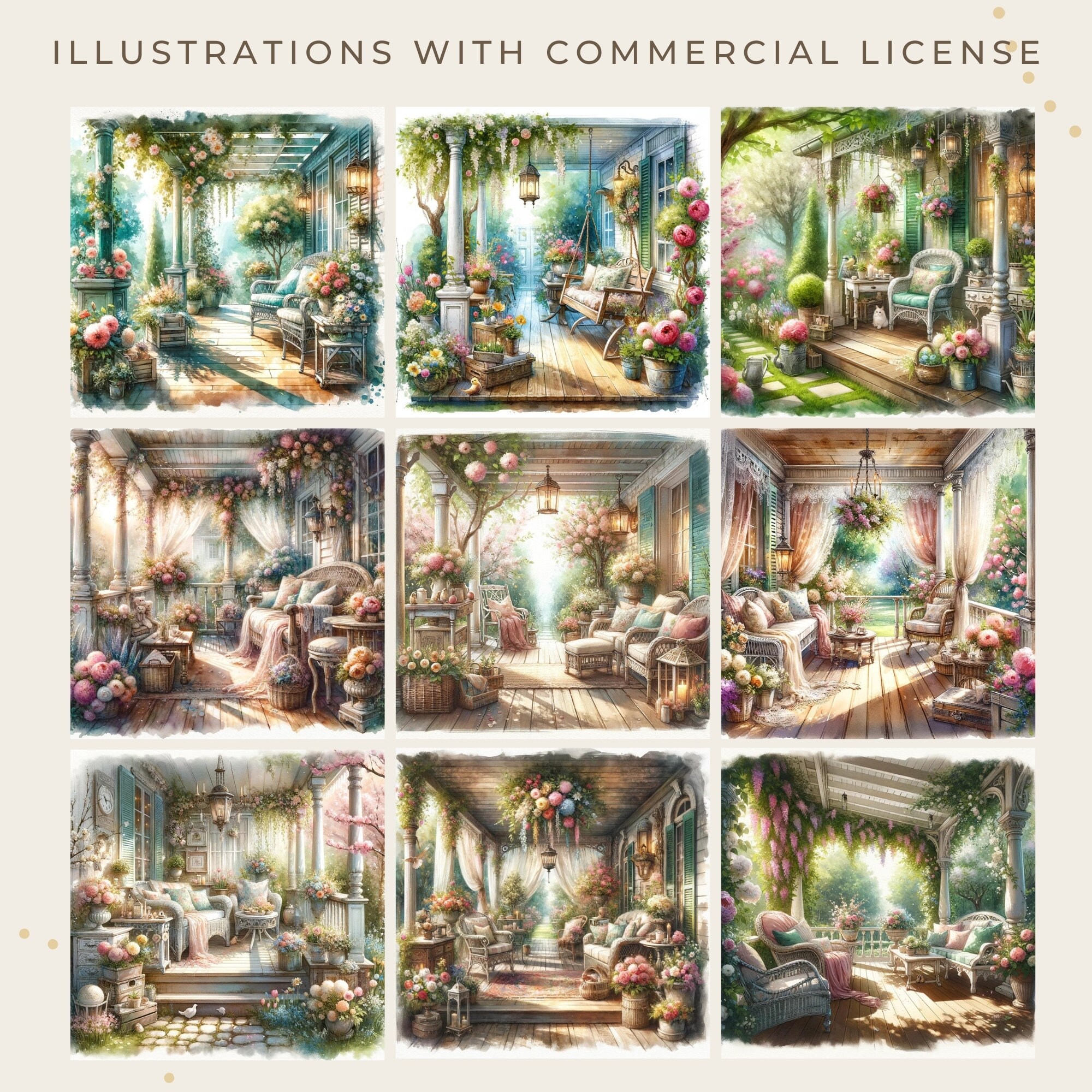 11 Shabby Chic Outdoor Porch Decor Kit, Paper Craft, Front Porch ...