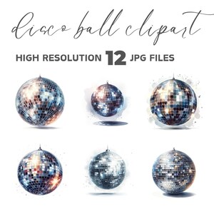 Disco Ball Clipart, Retro Watercolor Digital Download,collage Images ...