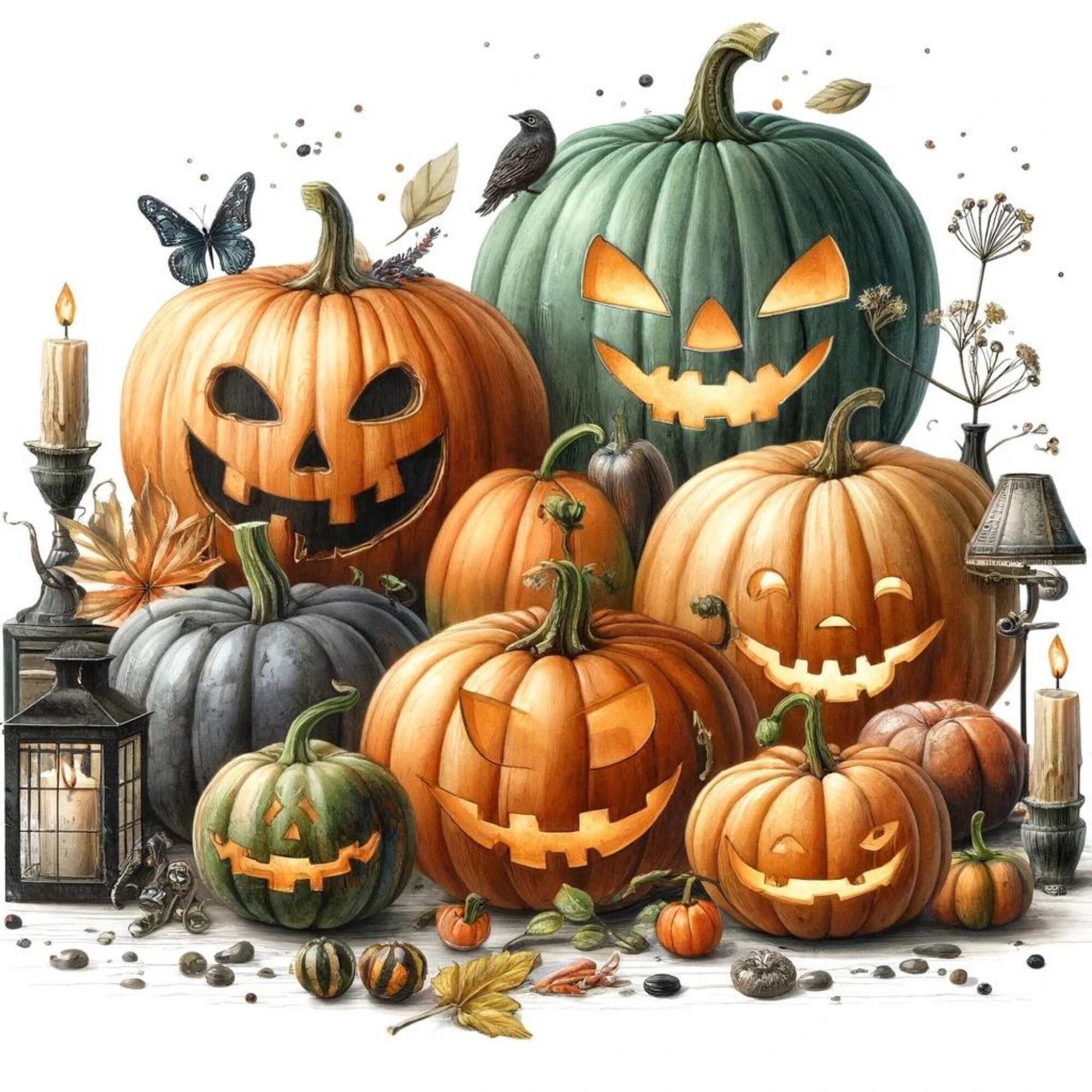 Watercolor Pumpkin Clip Art Set for Halloween Ephemera and Planner ...