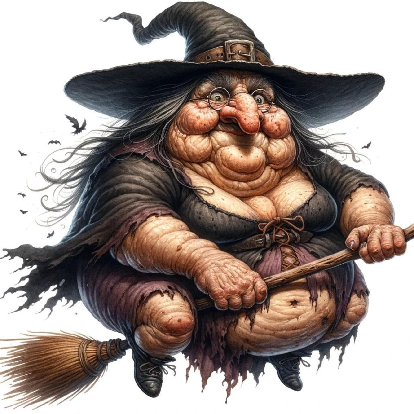 Funny Fat Old Witch Clipart, Digital Crafting Elements, Download Bundle, Halloween Theme Art ...