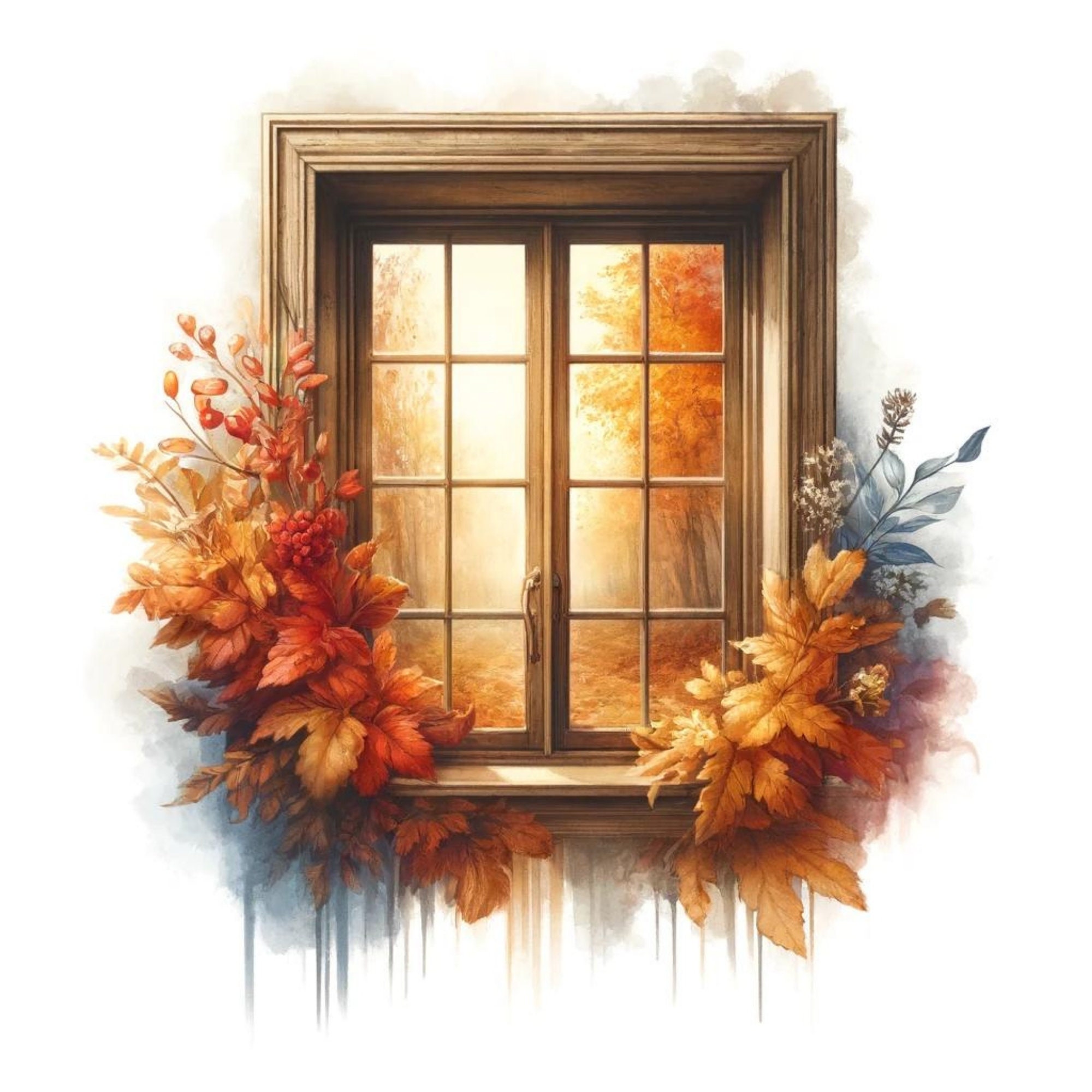 Autumn Window Clipart Bundle for Creative Projects and Shabby Decor ...