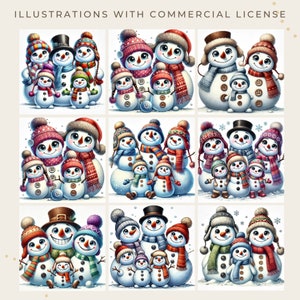 Funny Snowman Family Christmas Clipart, Digital Download, Holiday ...