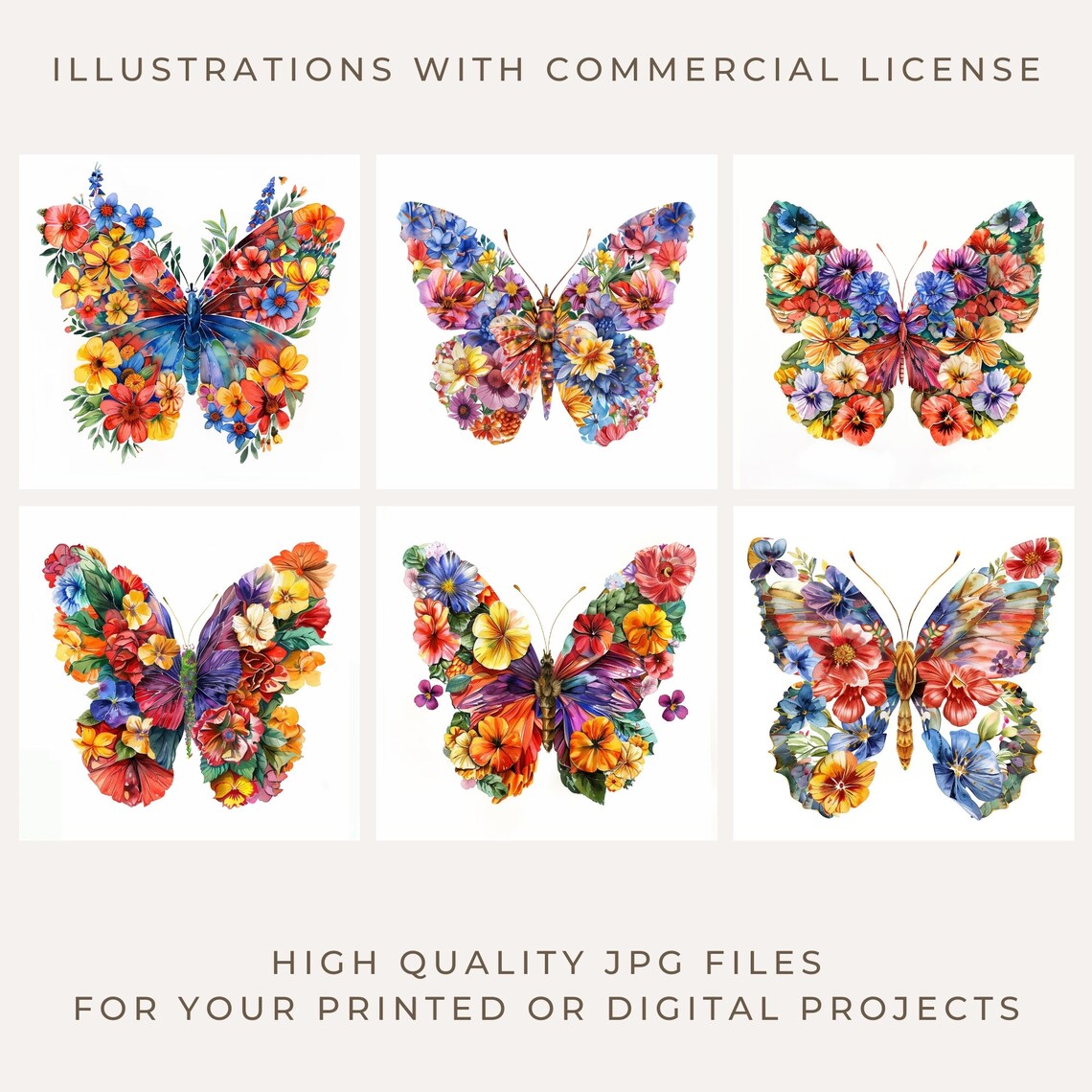 12 Spring Butterfly Clipart Set for Crafting and Digital Projects ...