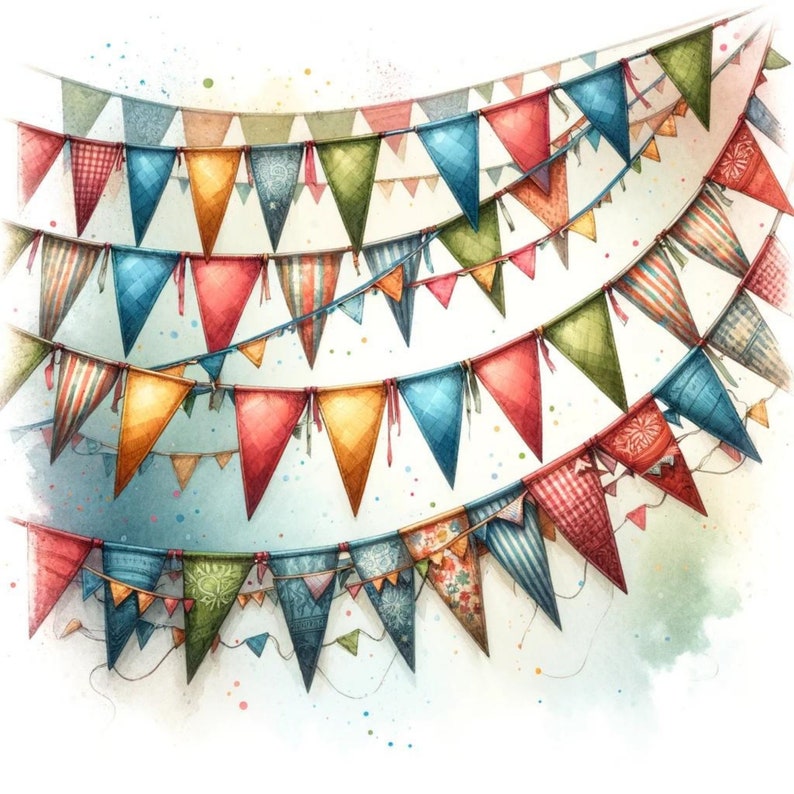 Party Bunting Clipart Bundle for Birthday Garlands and Invitations ...