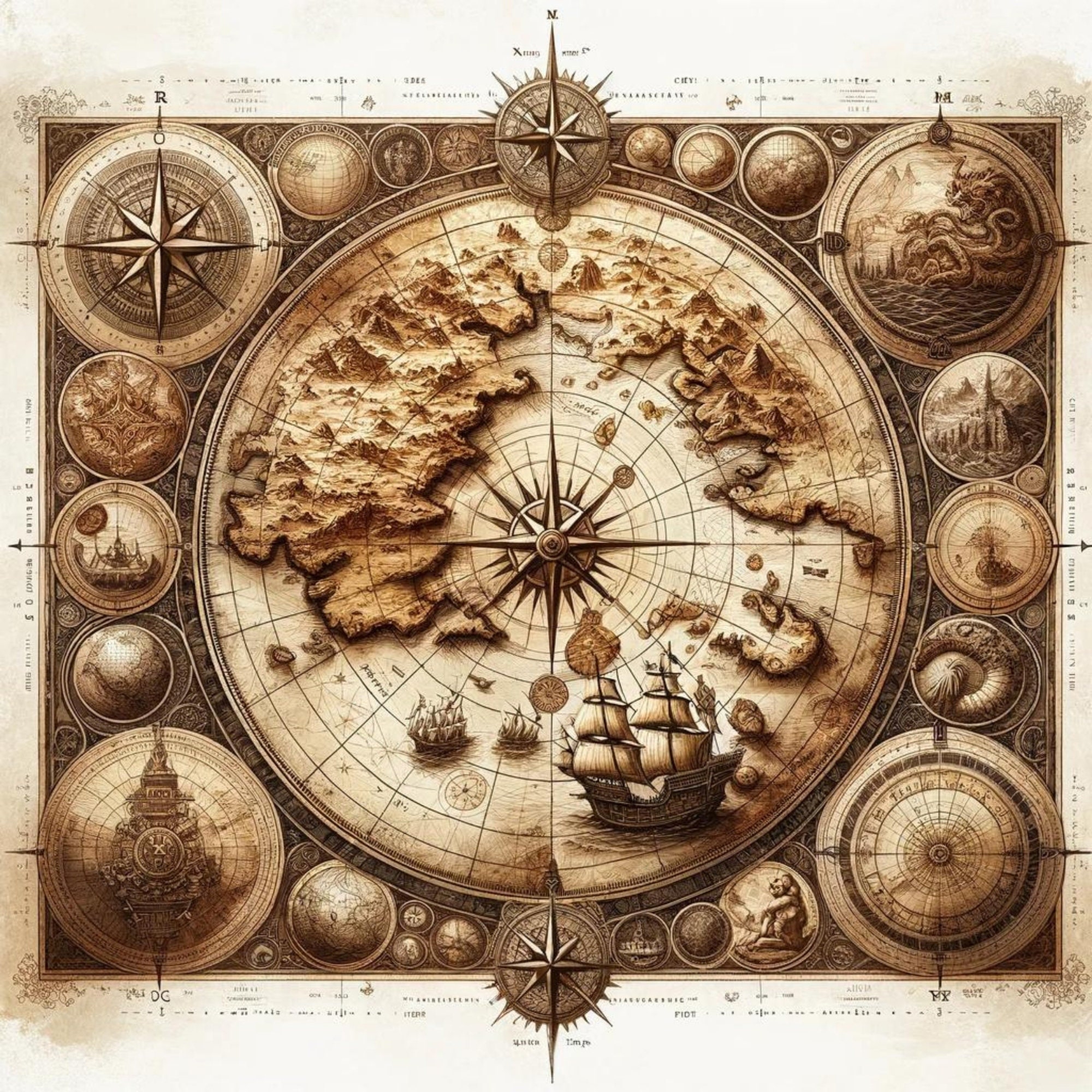 Shabby Chic Vintage Ancient Map Paper Pack, Commercial Use, Digital ...