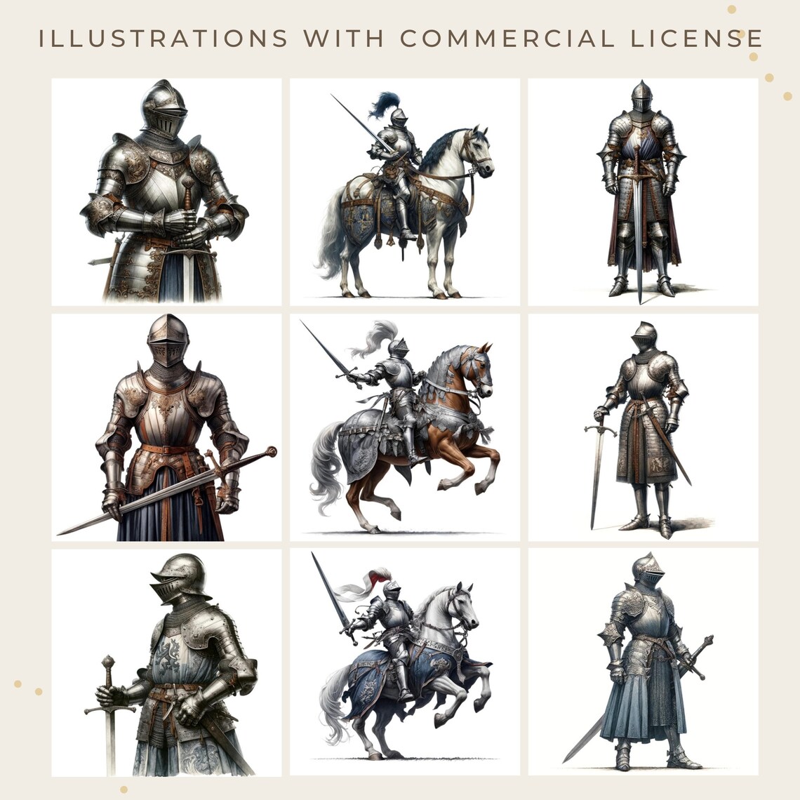 Medieval Knights Clipart for Digital Crafting & Paper Crafts ...