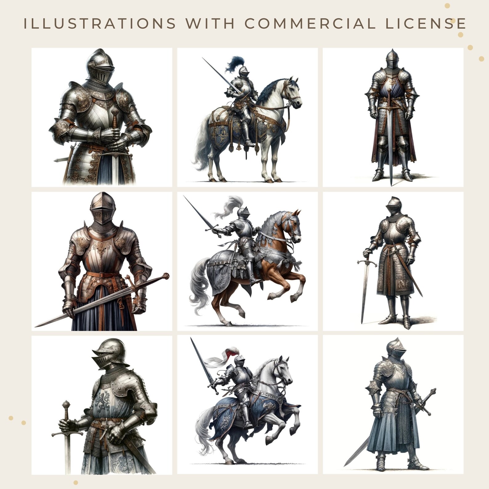Medieval Knights Clipart for Digital Crafting & Paper Crafts ...
