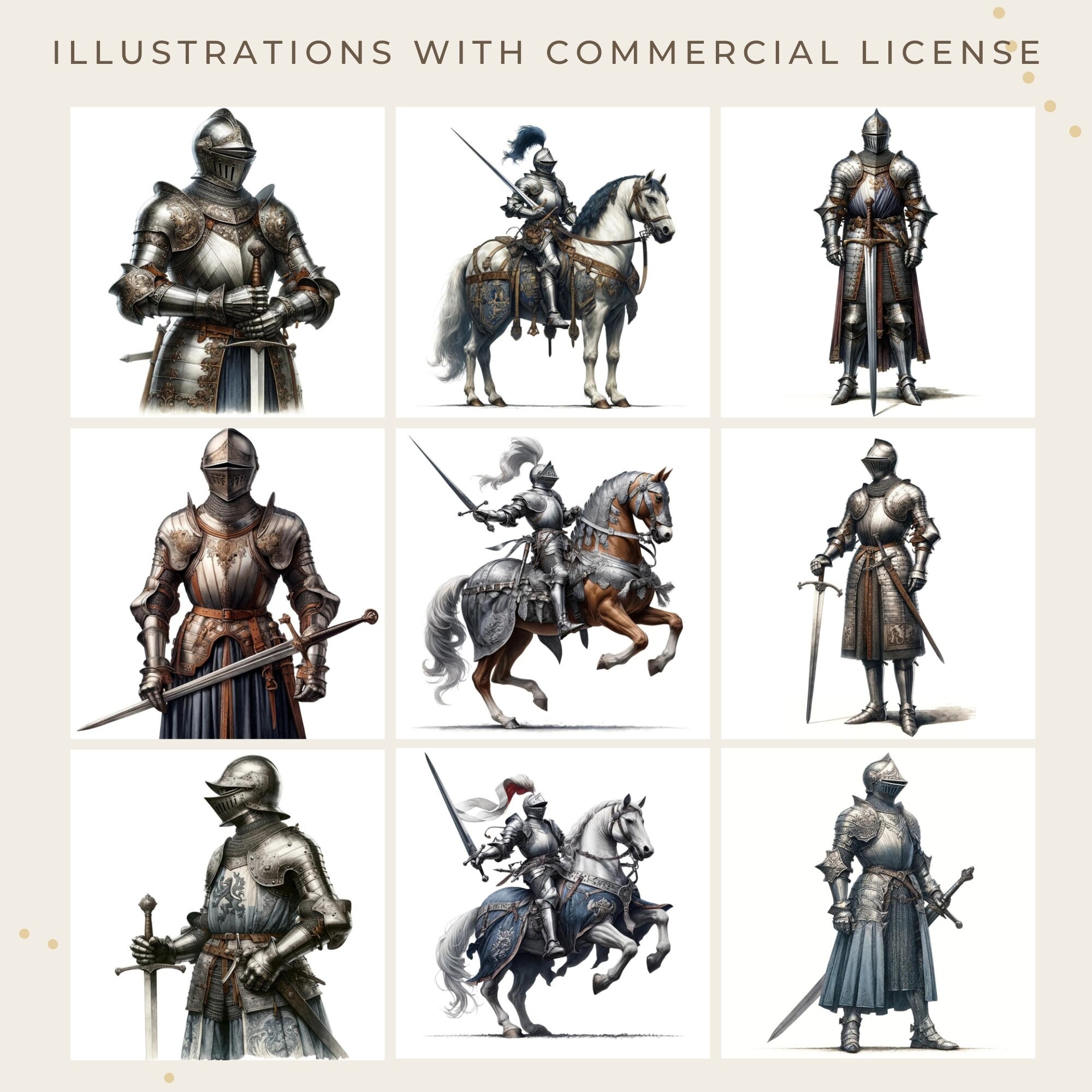 Medieval Knights Clipart for Digital Crafting & Paper Crafts ...