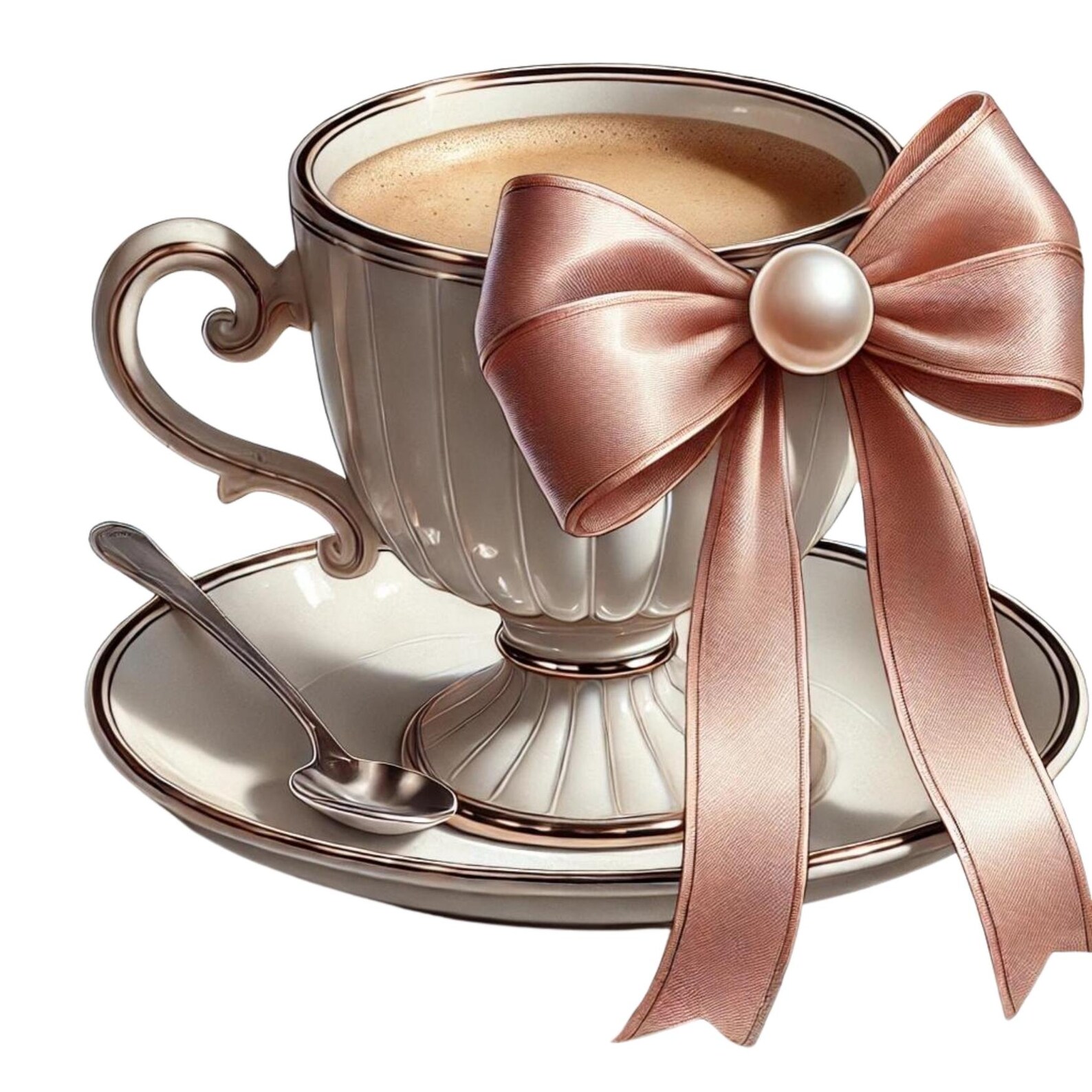 Coquette Coffee Cup With Bow Clipart, Pink Watercolor Bows, Soft Girl ...