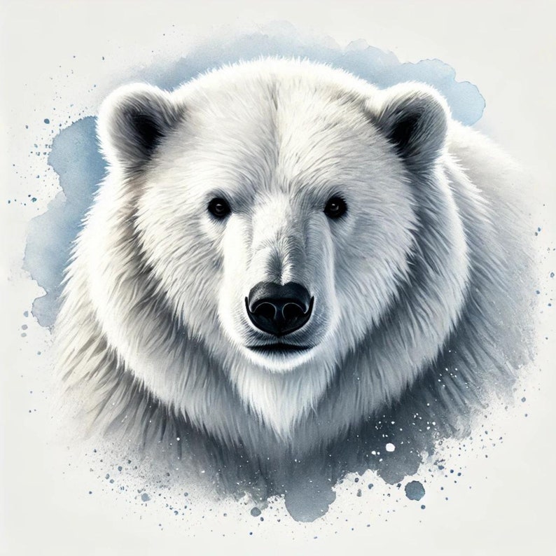 Watercolor Polar Bear Clipart Set, Digital Crafting Images for Nursery ...