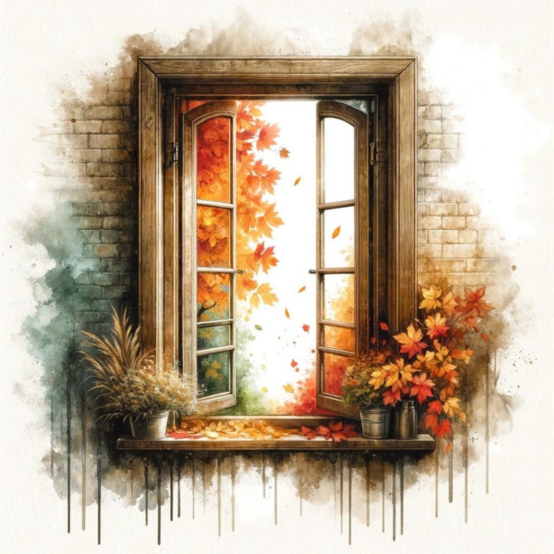 Autumn Window Clipart Bundle for Creative Projects and Shabby Decor ...