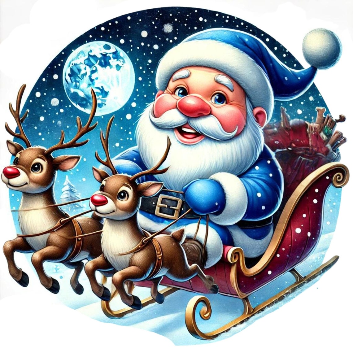 Blue Santa Claus Clipart Images, Christmas Watercolor Set, Digital ...