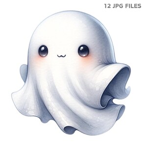 Cute Kawaii Ghost Clip Art Bundle, Retro Halloween, Collage Images ...