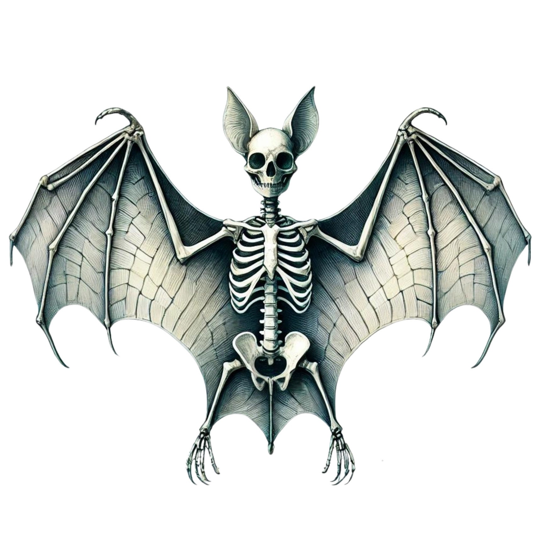 Vintage Bat Skeleton Clipart, Halloween Images for Junk Journals ...