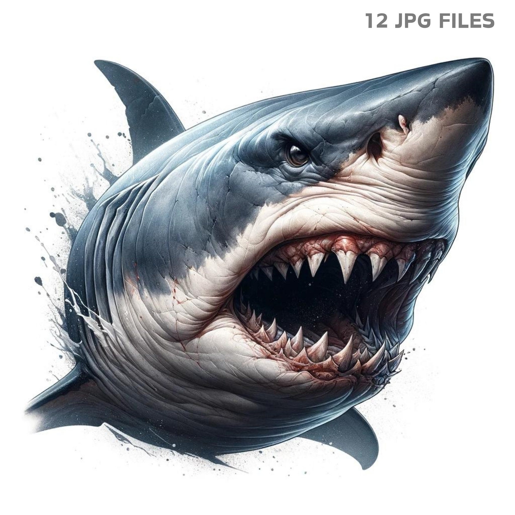 Angry Shark Digital Clipart, Ocean Designs for DIY Projects and Digital ...