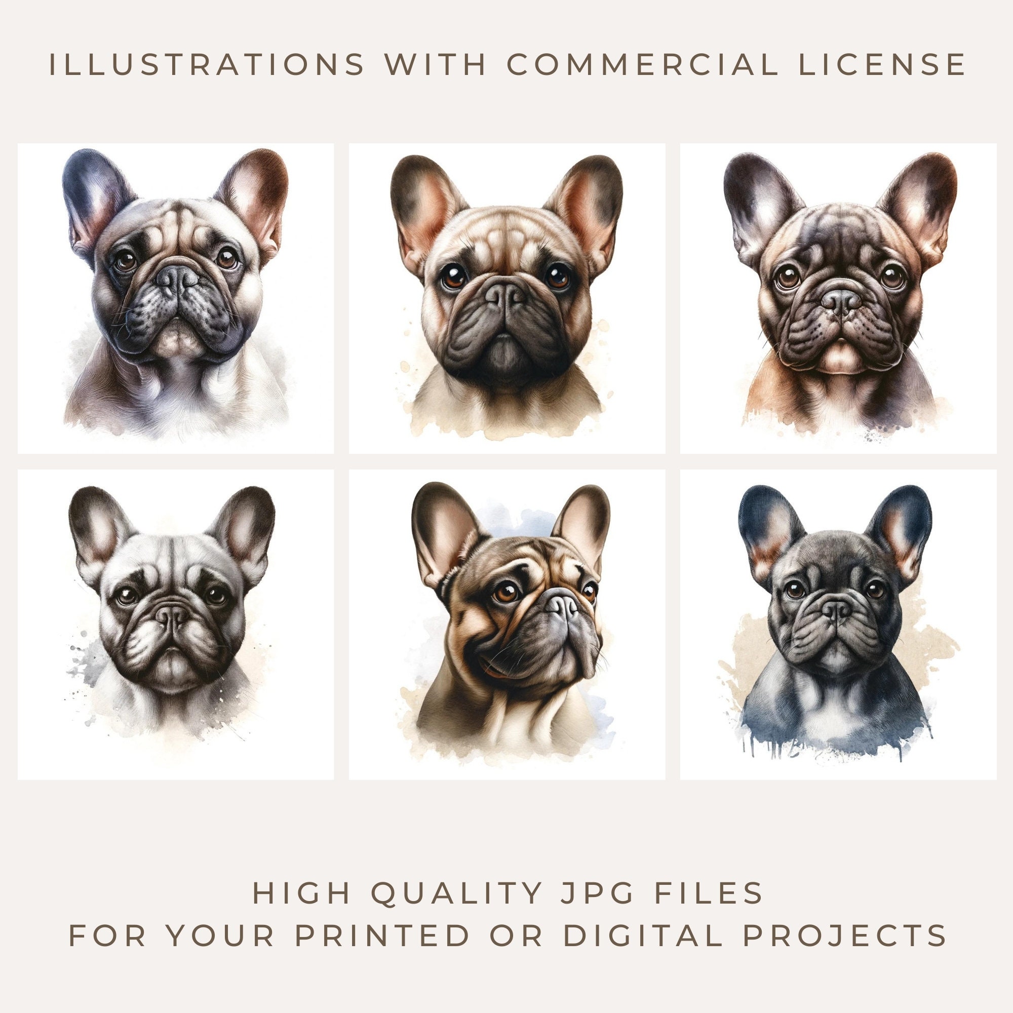 French Bulldog Clipart Set, Instant Download Digital Art for Dog Lovers ...