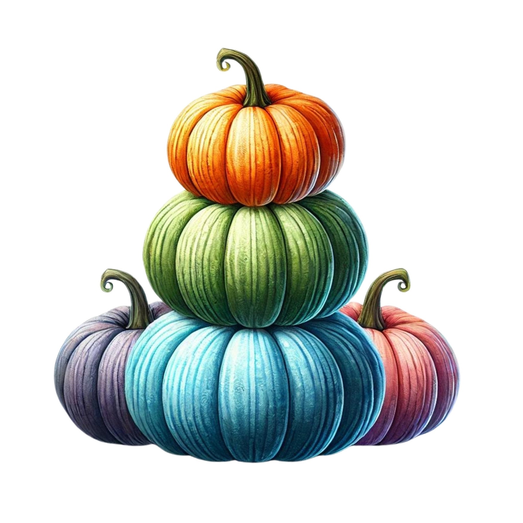 Colorful Pumpkin Stack Clipart for Fall Sublimation, Digital Download ...