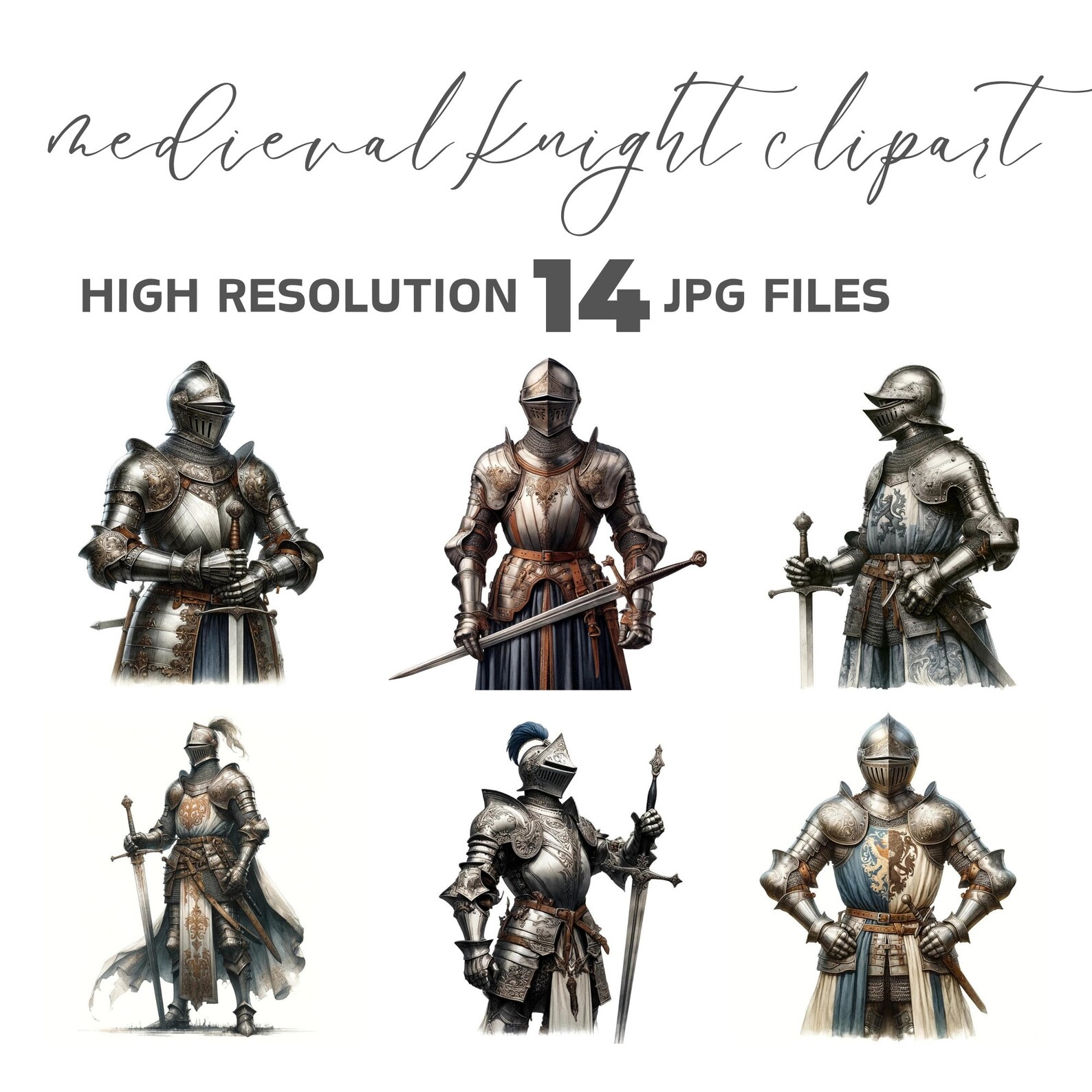 Medieval Knights Clipart for Digital Crafting & Paper Crafts ...