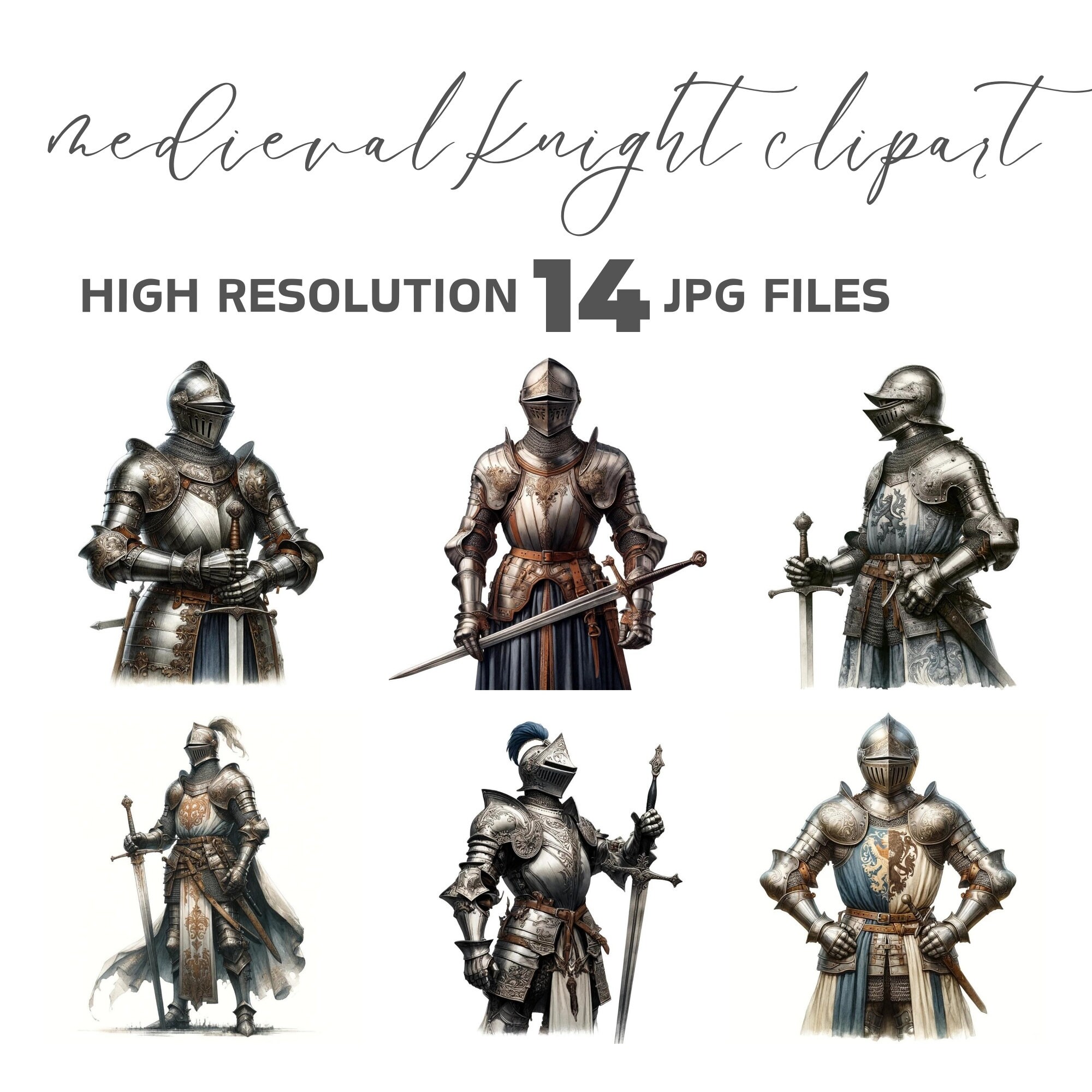 Medieval Knights Clipart for Digital Crafting & Paper Crafts ...