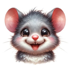 Funny Baby Mouse, Watercolor Baby Animals Clipart Collection, Digital ...
